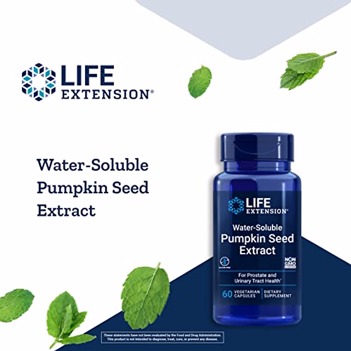 Life Extension Water Soluble Pumpkin Seed Extract - Supplement For Bladder and Urinary Health - Non-GMO, Gluten-Free, Vegetarian - 60 Capsules