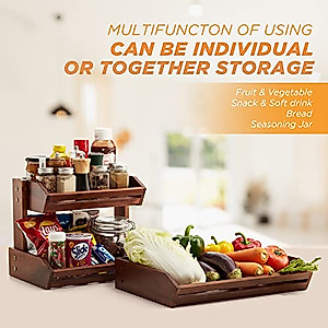 HOLANA Acacia Wood Fruit Basket for Kitchen Countertop - 3-Tier Fruit Bowl Holder, Extra Large 16x12.5x18 inch, Wooden Fruit Stand Storage Organizer for Vegetable, Bread, Snack