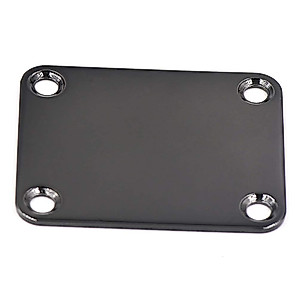 DISENS Bass Guitar Neck Plate with Mounting Screws,Replacement Metal Neckplate 4 Holes Neck Joint Board for Electric Guitar (Silver)