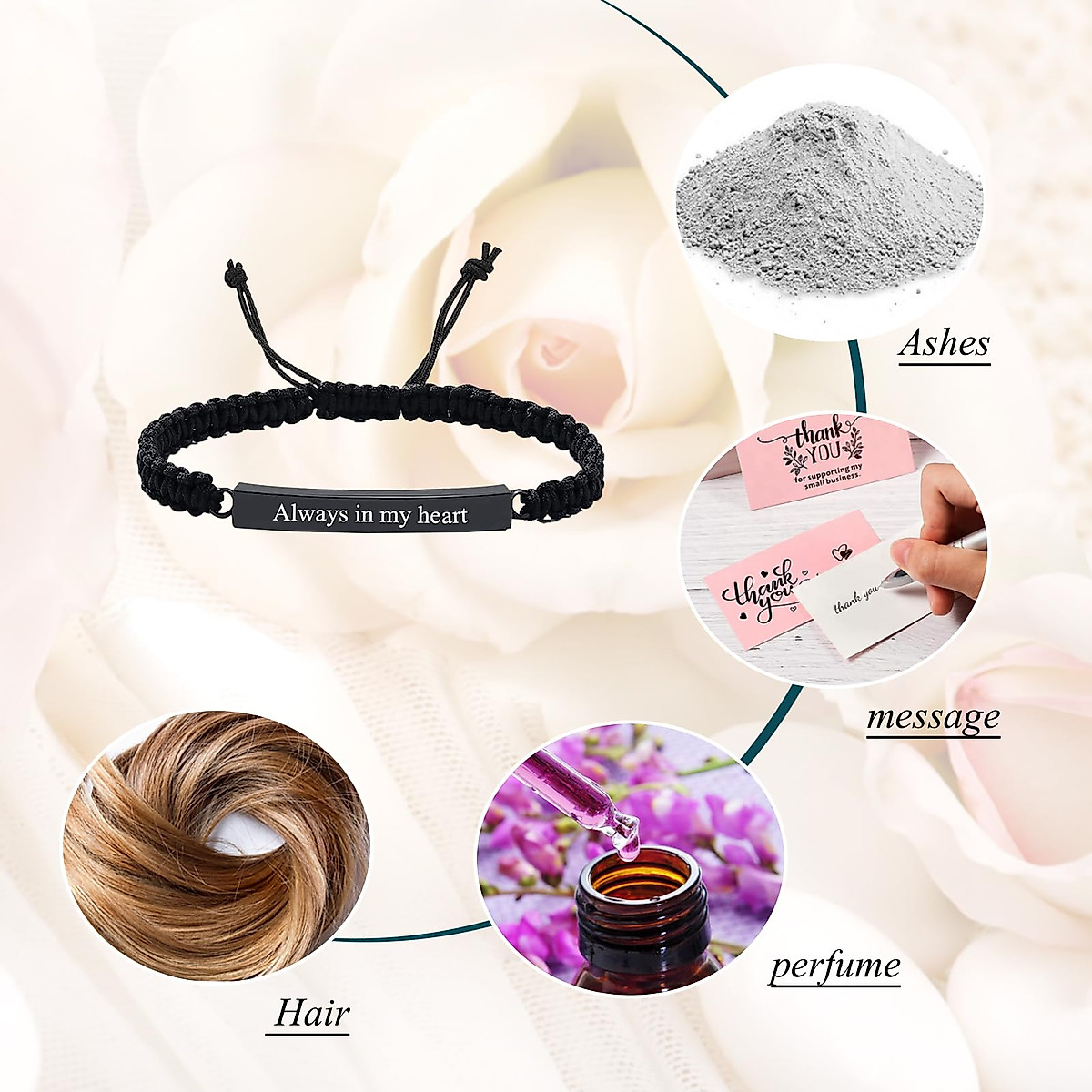 mingkejw Cremation Jewelry Urn Bracelet for Ashes Adjustable Stainless Steel Memorial Bangle Bracelet Keepsake Jewelry for Women Men-Always in My Heart