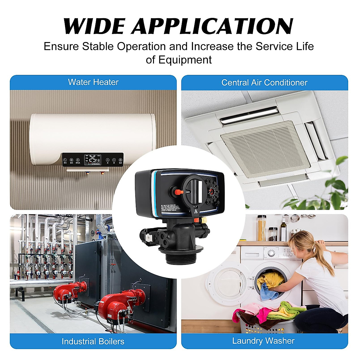 Timer Water Softener Control Valve 110V 3W Water Softener Timer Valve Backwash Head 12 Day Timer Valve Replacement Softener Valve For Filter Resin Tanks, Black