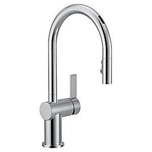 Moen 7622EVC CIA Smart Faucet Touchless Pull Down Sprayer Kitchen Faucet with Voice Control and Power Boost, Includes Optional Matte Black Accents, Chrome