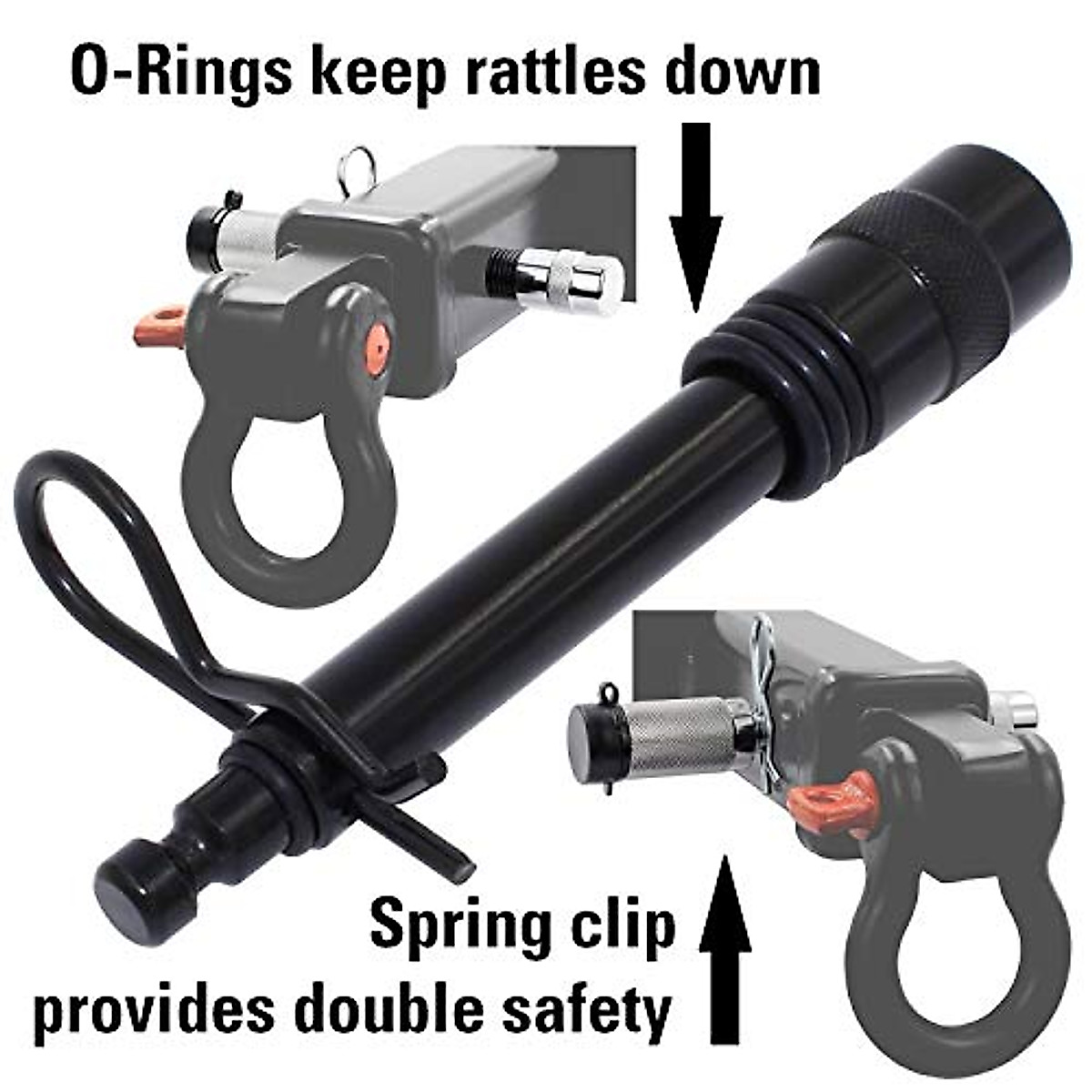 TowWorks 79631 Keyed Unique 5/8" Trailer Hitch Lock with Extra Long 3-1/4" Span, Double Safety Tow Hitch Receiver Locking Pin for Class III IV Hitches with 2" and 2.5" Receivers
