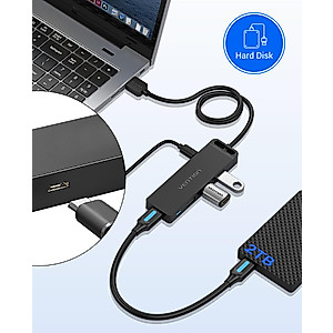 USB Hub VENTION 4-Port USB 3.0 Hub 1.5FT Ultra-Slim Data USB Splitter Charging Supported Compatible with MacBook, Laptop, Surface Pro, PS4, PC, Flash Drive, Mobile HDD