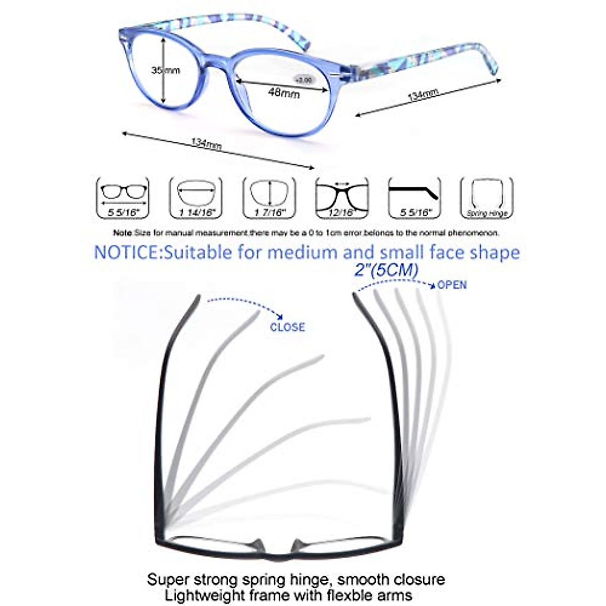 MODFANS Reading Glasses Women 4 Pack Fashion Ladies Readers 3.5 Strength,Women's for Reading Comfort Spring Hinge Arm Eyeglasses-Lightweightest Round Frame Look Stylish to Wear,Come with Pouch
