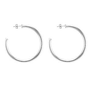 Sheila Fajl Everybody's Favorite Petite 1.5 Inch Tubular Lightweight Hoop Earrings in Brushed Silver Plated