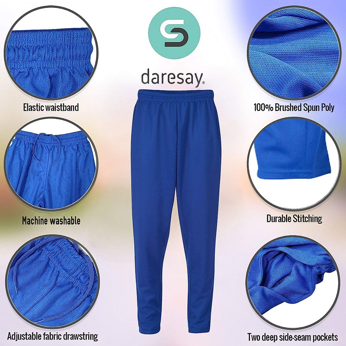 DARESAY 3 Pack: Men’s Athletic Pants with Pockets, Mens Sweatpants, Workout Pants for Men with Pockets (Up to 3XL)