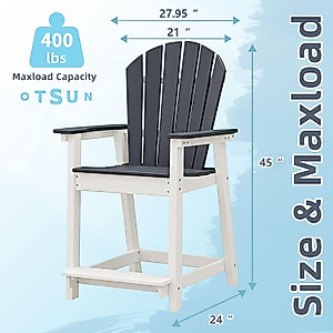 OTSUN Outdoor Tall Adirondack Chairs, Patio Bar Stool Chair with High Back, 400lbs, Widened Arms, All-Weather Balcony Chair for Backyard, Garden, Yard - Dark Grey
