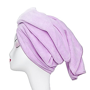 TANCANO Microfiber Hair Towel Anti Frizz Hair Wrap Super Absorbent Curly Hair Drying Towel 23.6''x47'' Large Multifunction Towel for Bath Spa Makeup, Light Purple
