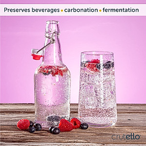 Crutello 16 Ounce Clear Glass Flip Top Beer Bottles for Brewing - Beer, Kombucha, Soda, Juice - 12 Pack Glass Bottle for Fermentation, Storage, Drinking - A Family-Owned American Brand