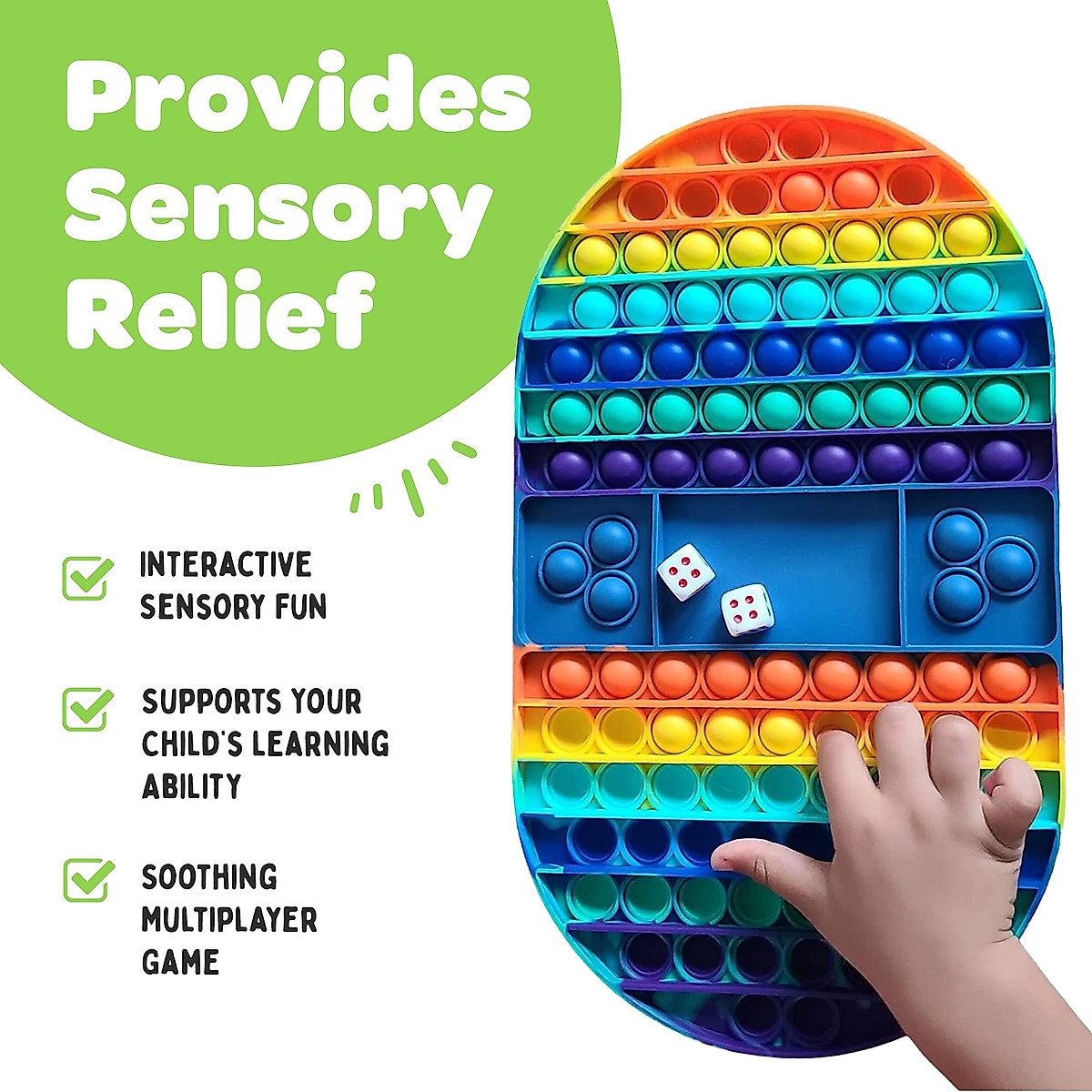 Gifts Of Joy - Jumbo XL Fidget, Multiplayer Fidget Game Board, Interactive Sensory Board, XL Fidget Game w/ Dice & Game Instructions, Pop Fidget for Up to 2 Players