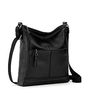 The Sak Lucia Crossbody Bag in Leather, Convertible Purse with Adjustable Strap, Black