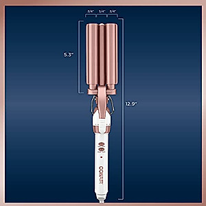 Conair Double Ceramic 3 Barrel Hair Waver, Beach Waver Curling Iron, Long-Lasting Natural Tight Waves