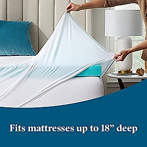 LUCID Memory Foam Soft and Breathable-Machine Washable Mattress Topper Cover, King, White