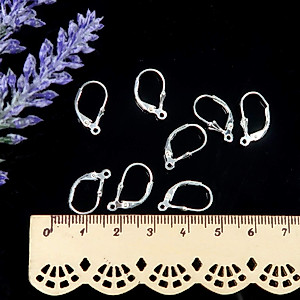 TOAOB 8pcs 925 Sterling Silver Leverback Earring Findings with Open Loop 10x17mm French Earring Hooks Dangle Ear Wire Clip Earring Connector for Jewelry Making