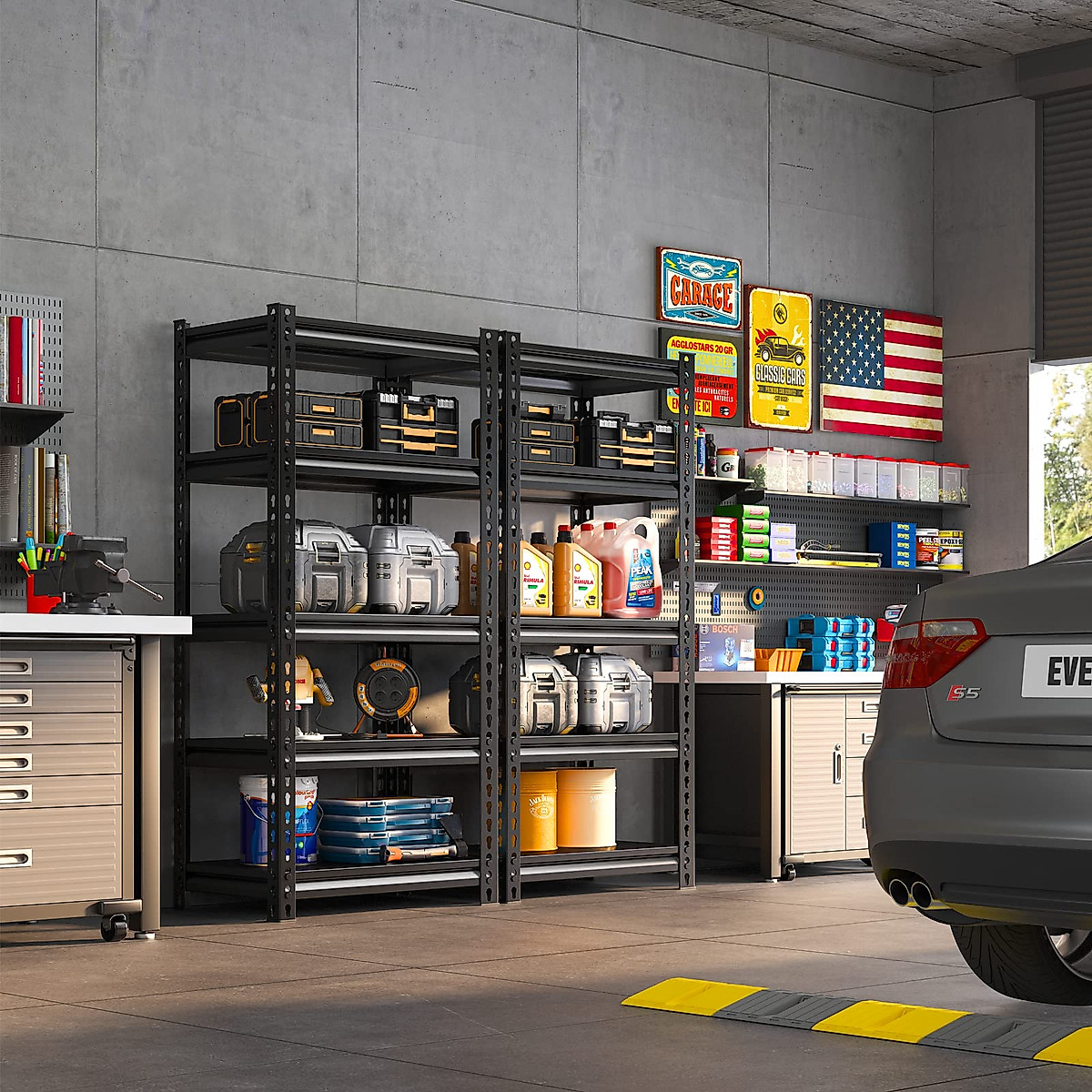 REIBII Storage Shelves 5-Tier Adjustable Garage Storage Shelving Heavy Duty Metal Shelving Utility Rack Shelf Unit for Warehouse Pantry Closet Kitchen,12" D x 27.5" W x 60" H