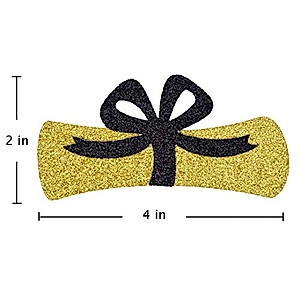 Diploma Confetti, 12pcs 4 inches Graduation Centerpeices Congrats Grad Party Decorations Graduation Table Decor Class of 2023 High School College Graduation Party Supplies (Gold & Black Glitter)