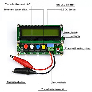 High Precision Inductance Meter Inductance Capacitance L/C Meter Digital Capacitor Meter LCD Capacitance Meter Tester Mini USB Interface with USB Data Cable