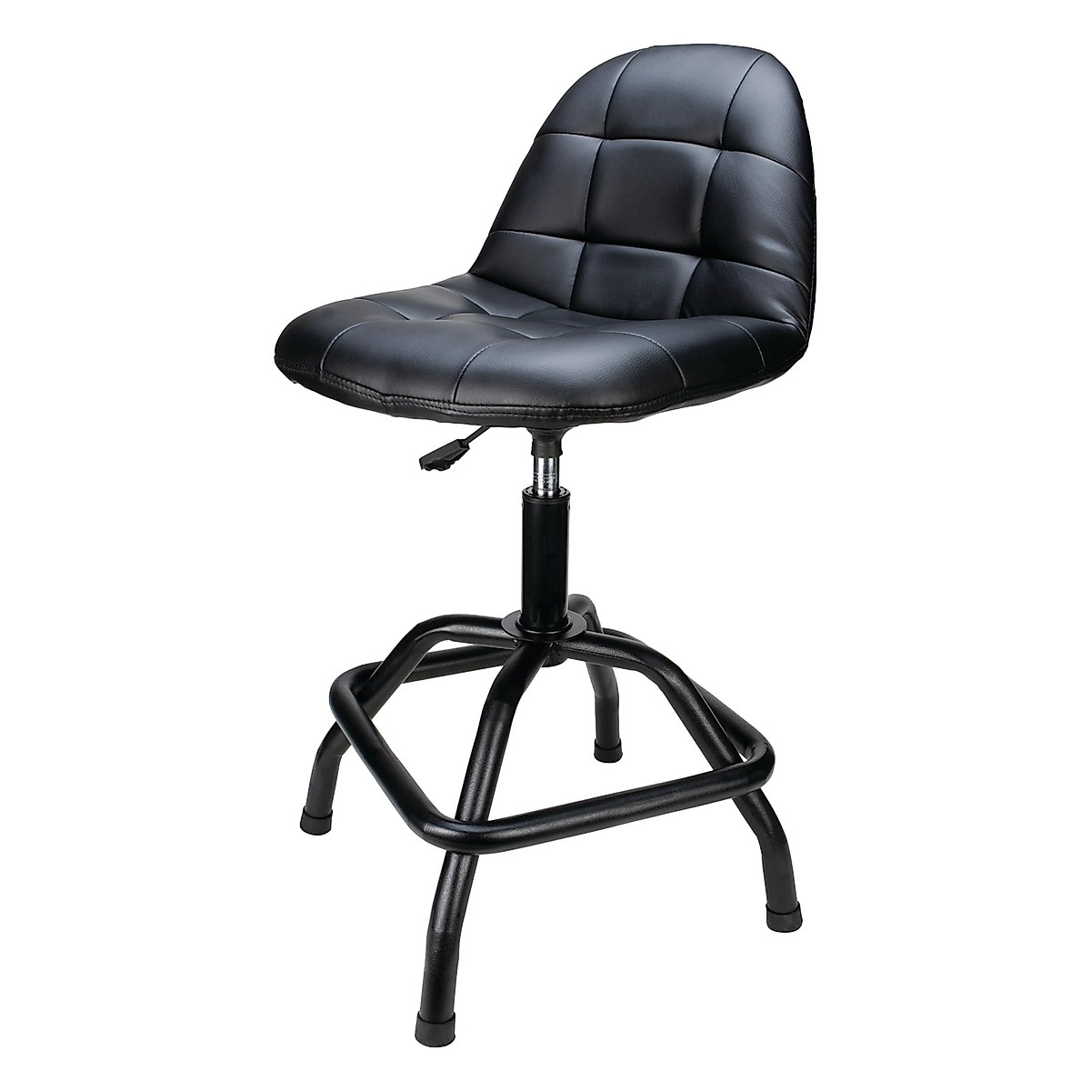 Performance Tool W85031 Pneumatic High Back Adjustable Swivel Bar Stool with Back Support for Home, Bar, and Shop, Black, 26-32 inches High