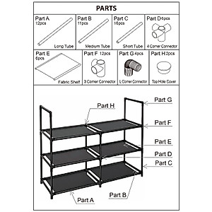FIDUCIAL HOME 3 Tiers Shoe Rack 12-15 Pairs Sturdy Shoe Shelf