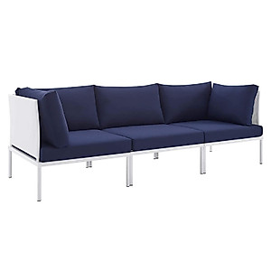 Modway EEI-4967-WHI-NAV Harmony Outdoor Patio Aluminum Sofa, White Navy
