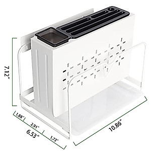 Knife Block, Smathou Knife Holder, Cutting Board Holder, 4 in 1 Kitchen Countertop Organizer, White