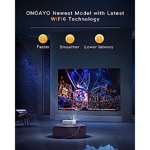 [Electric-Focus] Projector, Outdoor Projector 4K Supported, 600ANSI 20000 LUMENS, ONOAYO 1080P Movie Projector for Outdoor Use with WiFi Bluetooth, Compatible with iOS/Android/PC/PS4/TV Stick/HDMI/USB