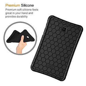 Fintie Silicone Case for Samsung Galaxy Tab A 8.0 2018 Model SM-T387, [Honey Comb Series] [Kids Friendly] Light Weight Shock Proof Protective Cover, Black