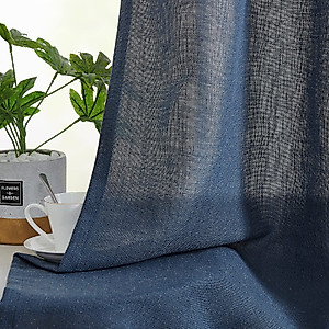 jinchan Linen Valance for Kitchen Living Room Rod Pocket Small Window Curtains Flax Linen Textured Valance Curtains Farmhouse Country Rustic Window Treatments Valance 1 Panel 15 Inch Indigo Blue