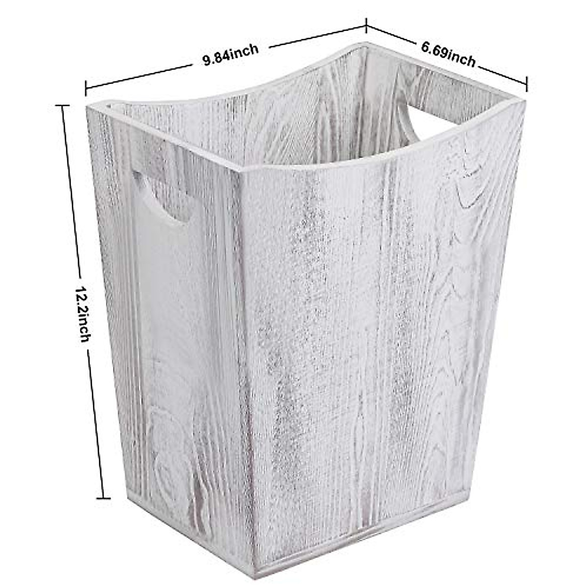 LIANTRAL Wood Trash Can, Office Trash Can, Rustic Farmhouse Style Wastebasket Bin for Bathroom, Office, Bedroom, Living Room, Bathroom Trash Can, Trash Can Bedroom, Rustic Gray