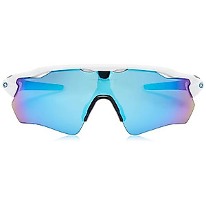 Oakley Men's OO9208 Radar EV Path Rectangular Sunglasses, Polished White Grey/Prizm Sapphire, 38 mm