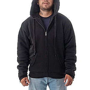 Jvini Men's Ultra Soft Sherpa Lined Hoodie - Full Zip-Up Fleece Sweatshirts 2X-Large Black