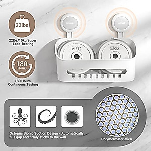 4 Packs Shower Caddy Suction Cup Set - Shower Shelf+Soap Dish+Suction Hooks - One Second Installation NO-Drilling Removable Powerful Waterproof DIY Shower Organizer for inside Shower Bathroom Kitchen