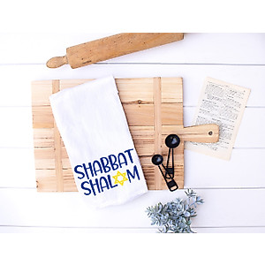 Shabbat Shalom Jewish Kitchen and Bathroom Towel, Jewish Holiday and Shabbat Gifts, Housewarming and Hostess Kitchen Towel with Jewish Star (Shabbat Shalom)