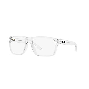 Oakley Men's Ox8100f Holbrook Rx Low Bridge Fit Square Prescription Eyewear Frames, Polished Clear/Demo Lens, 56 mm
