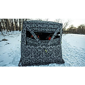 Hawk Mancave Archery Ground Blind, 4 Panoramic Windows, See-Through Mesh, Black Out Background, Water Resistant (HWK-FDGB)