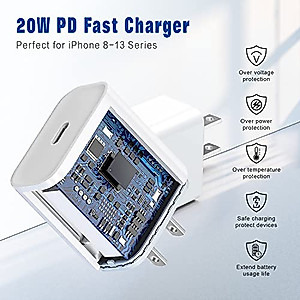 iPhone Fast Charger, [Apple MFi Certified] 2 Pack 20W USB C Wall Charger Plug, Fast Charging Type C Charger with 6FT Lightning Cable Compatible with iPhone 14/13/12/11 Pro Max, Mini,Pro/XR/iPad