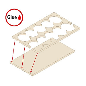 LITKO 5x2 Round Base Formation Rank Tray, 3mm Plywood, 133mm x 62mm