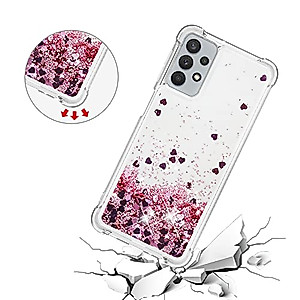 Phone Case Cover Glitter Case Compatible with Samsung Galaxy A32 5G Case Compatible with Women Girls Girly Sparkle Liquid Luxury Floating Quicksand Transparent Soft TPU Phone Case Bags Sleeves (Color