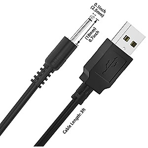 SCOVEE 3ft Replacement DC Charging Cable,2.5mm Charger Cord,USB DC Charger,USB to DC 2.5mm Fast Charger Cord Adapter