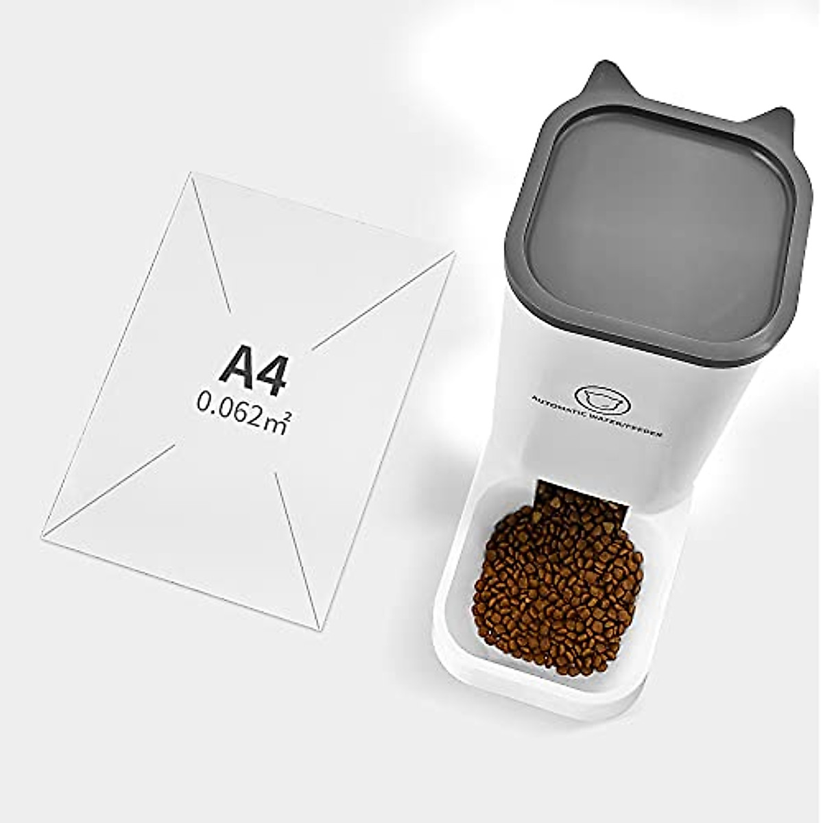 Pet Food Feeder and Water Feeder Set Self-Dispensing Gravity - Dog Automatic Feeders Cat Water Dispenser for Large Middle Small Cats Dogs Kitten Puppy, White, 11.4X5.8X10.8 inch