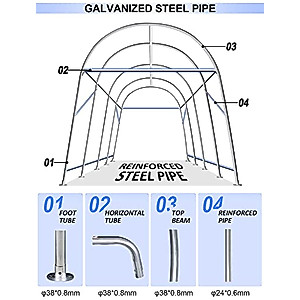 Marvoware 10' x 20’ x 9' ft Snow Resistant Heavy Duty Carport, Round Roof Storage Shed with Front & Rear Zipper Door for Full-Size Truck and Boat, Portable Garage Tent Shelter for Outdoor Use