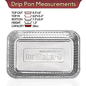 TIFMI 100 Pack Drip Pan Liners Compatible for Weber Genesis Series, Q Series, Spirit Series & Traveler Gas Grills, Disposable Aluminum Foil Grease Drip pan, Grill Accessories