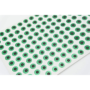 HTHYLURE Fishing Lure Eye 2D Flat Eye Fishing Eyes 2D Holographic Lure Eyes Making Fly Tying Fake Fish Eyes DIY Lifelike Realistic Artificial Holographic Fake Eyes 2D Green 2MM-330 PCS