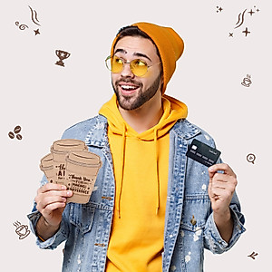 Seeloowy 8 Pcs Employee Thank You Coffee Gift Card Holder Thanks a Latte Coffee Holiday Money Holder Cards Wooden Gift Card Ornament for Coworker Teachers Team Staff Office Favors