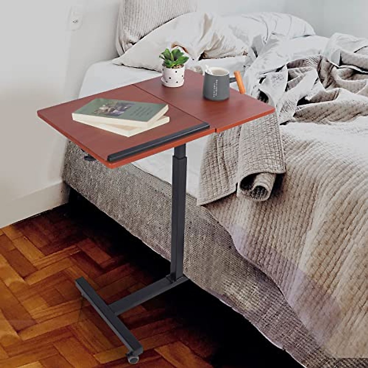 ALUPOM Rolling Laptop Stand Desk,Height & Angle Adjustable Mobile Table Workstation with Locking Wheels for Office Home Couch, 24.8"(L) x17(W)