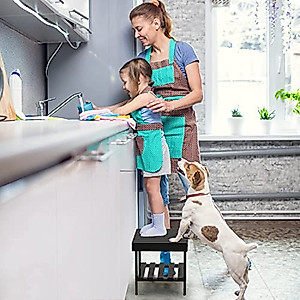 Zhuoyue Wooden Step Stool for Kids Adults Black Small Bamboo Wood Shower Foot Rest Stool Shaving Legs for Bathroom Sink Bed Kitchen