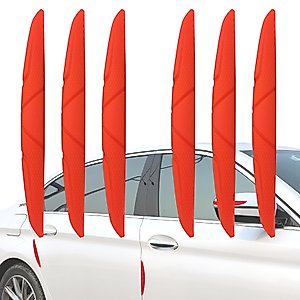 Hosawtek Car Door Edge Guards - Anti-Scratch Black Rubber Bumper Protectors - 6-Pack for All Vehicles(Sedan, Truck, SUV) - Easy to Install with Strong Adhesive (Red)
