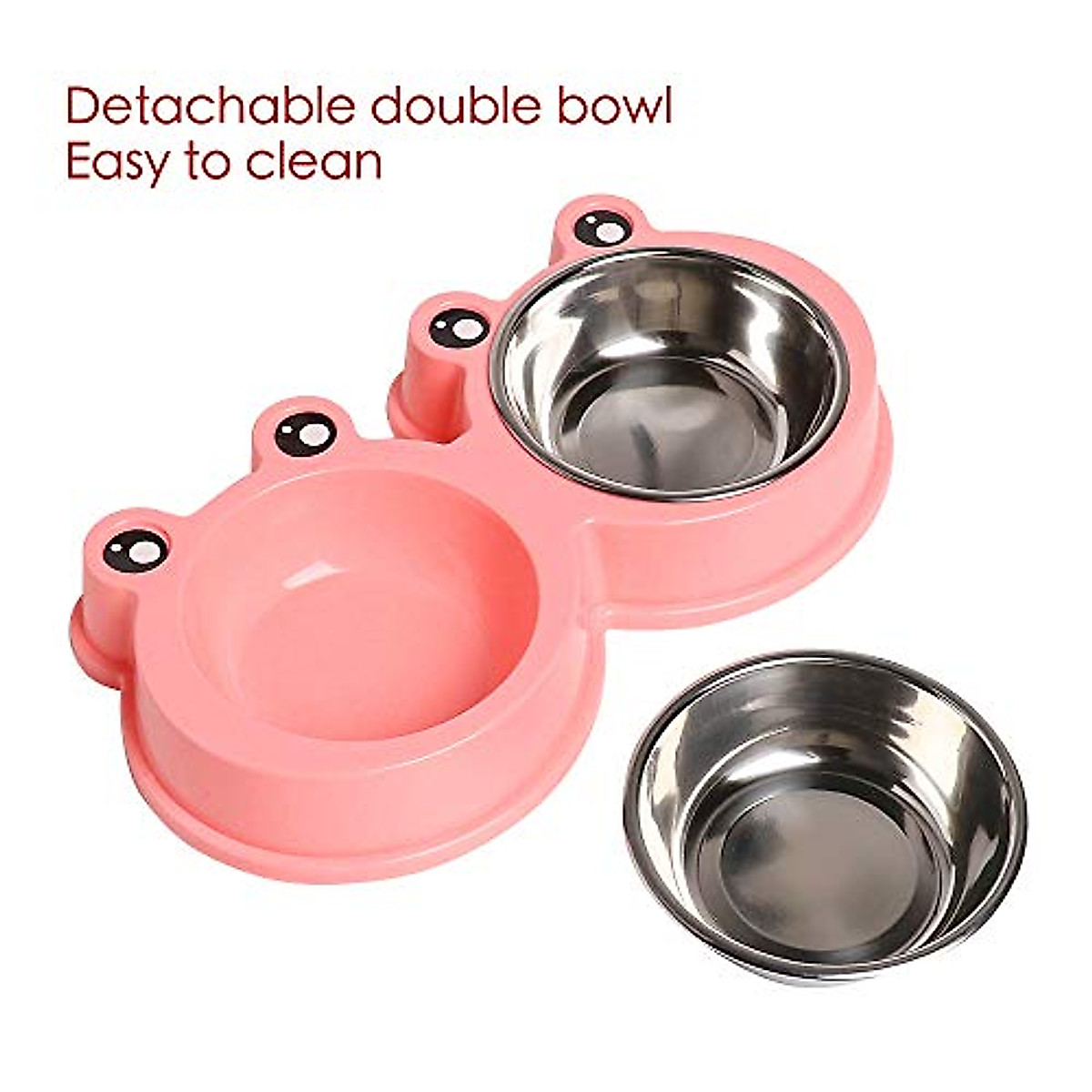 Double Dog Cat Bowls Premium Stainless Steel Pet Bowls with No-Slip Stainless Steel Cute Modeling Pet Food Water for Feeder Dogs Cats Rabbit and Pets