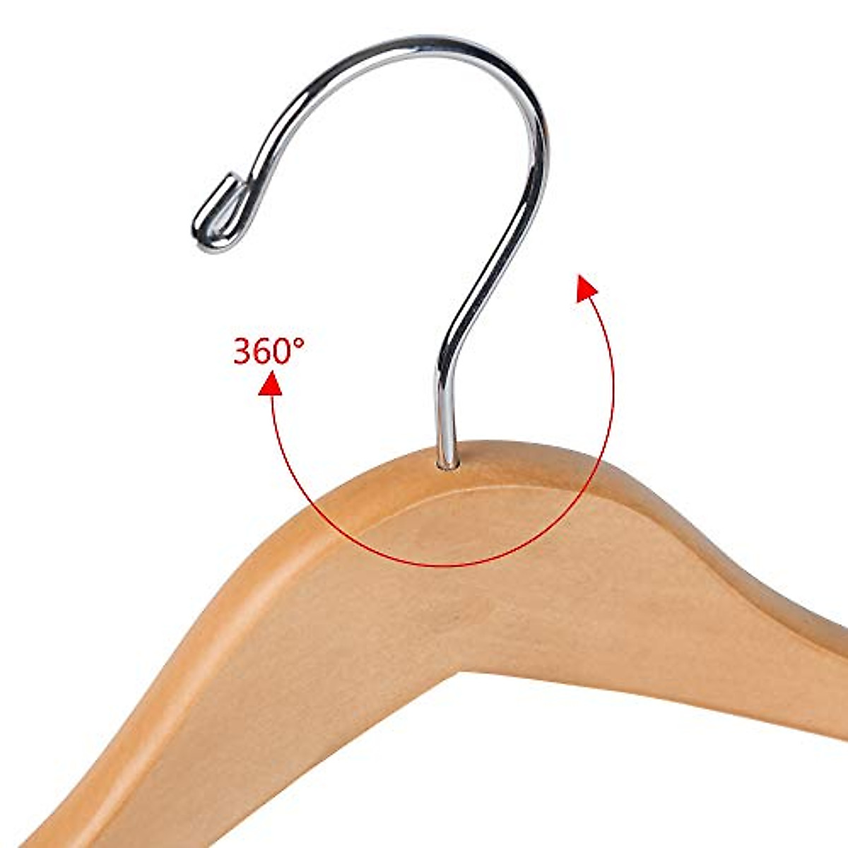 Quality Hangers Wooden Hangers Beautiful Sturdy Suit Coat Hangers with Locking Bar Glossy Natural Wood (20)